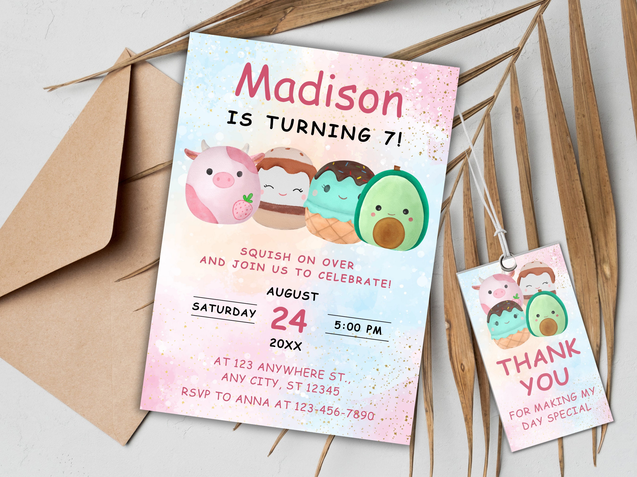 Squishmallow Birthday Invitation, Squishy Invitation, Squishmallow ...