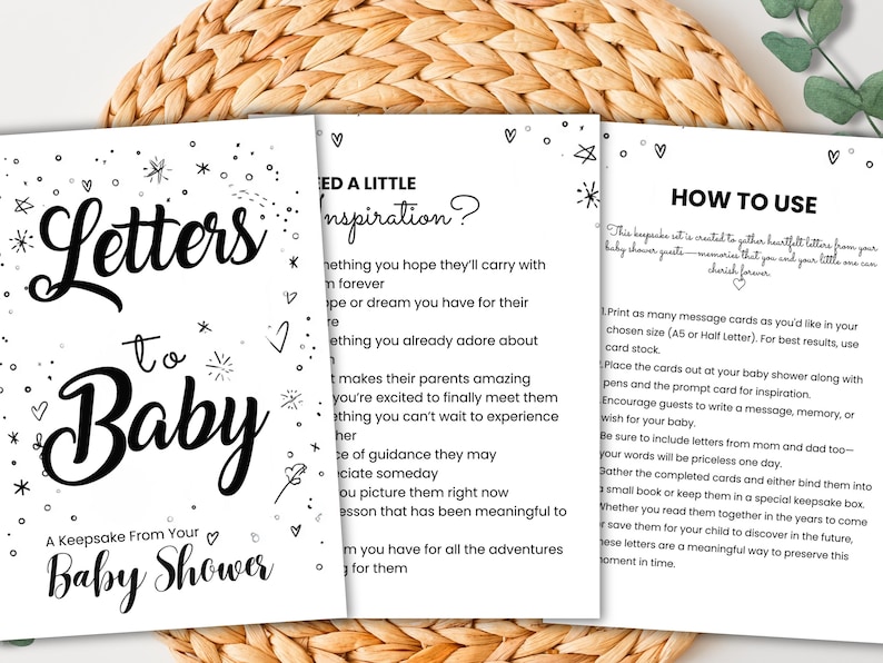 Letters to Baby Shower Game Printable | Baby Wishes & Advice Cards ...