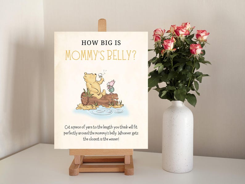 Classic Winnie the Pooh How Big is Mommy's Belly Game Sign, Gender ...