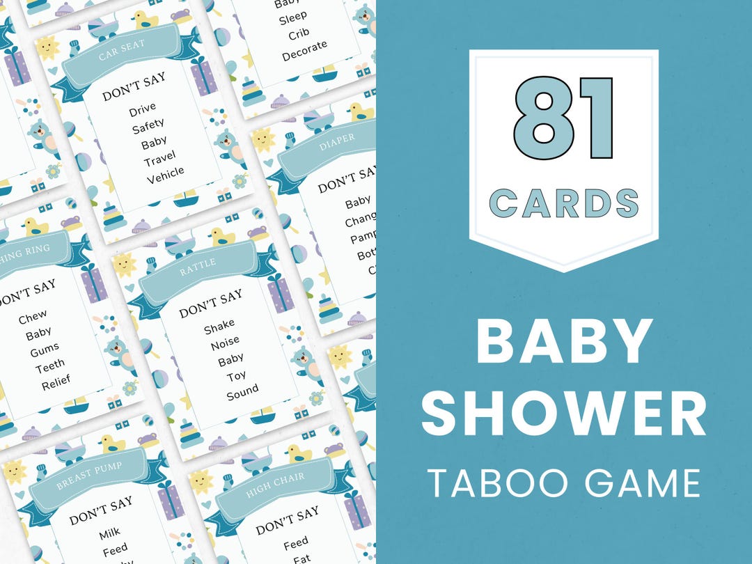 Baby Shower Taboo Card Game , Printable Baby Shower Taboo Cards, Baby ...