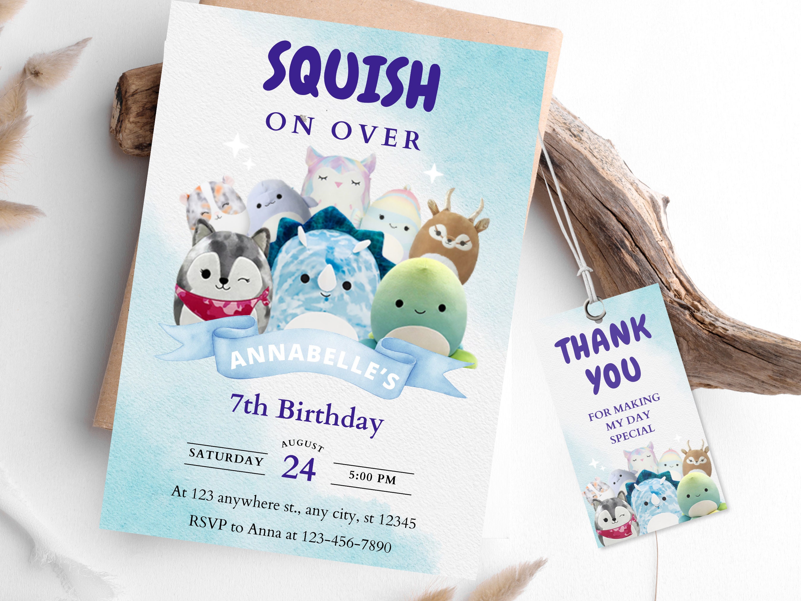 Squishmallow Birthday Invitation, Squishy Invitation, Squishmallow ...