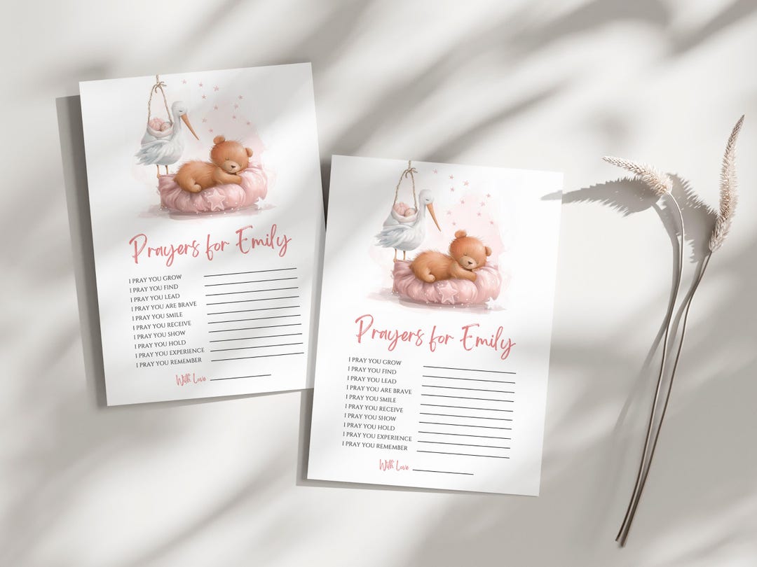 Prayers for the Baby Sign, Printable Baby Shower Activity Game, Girl ...