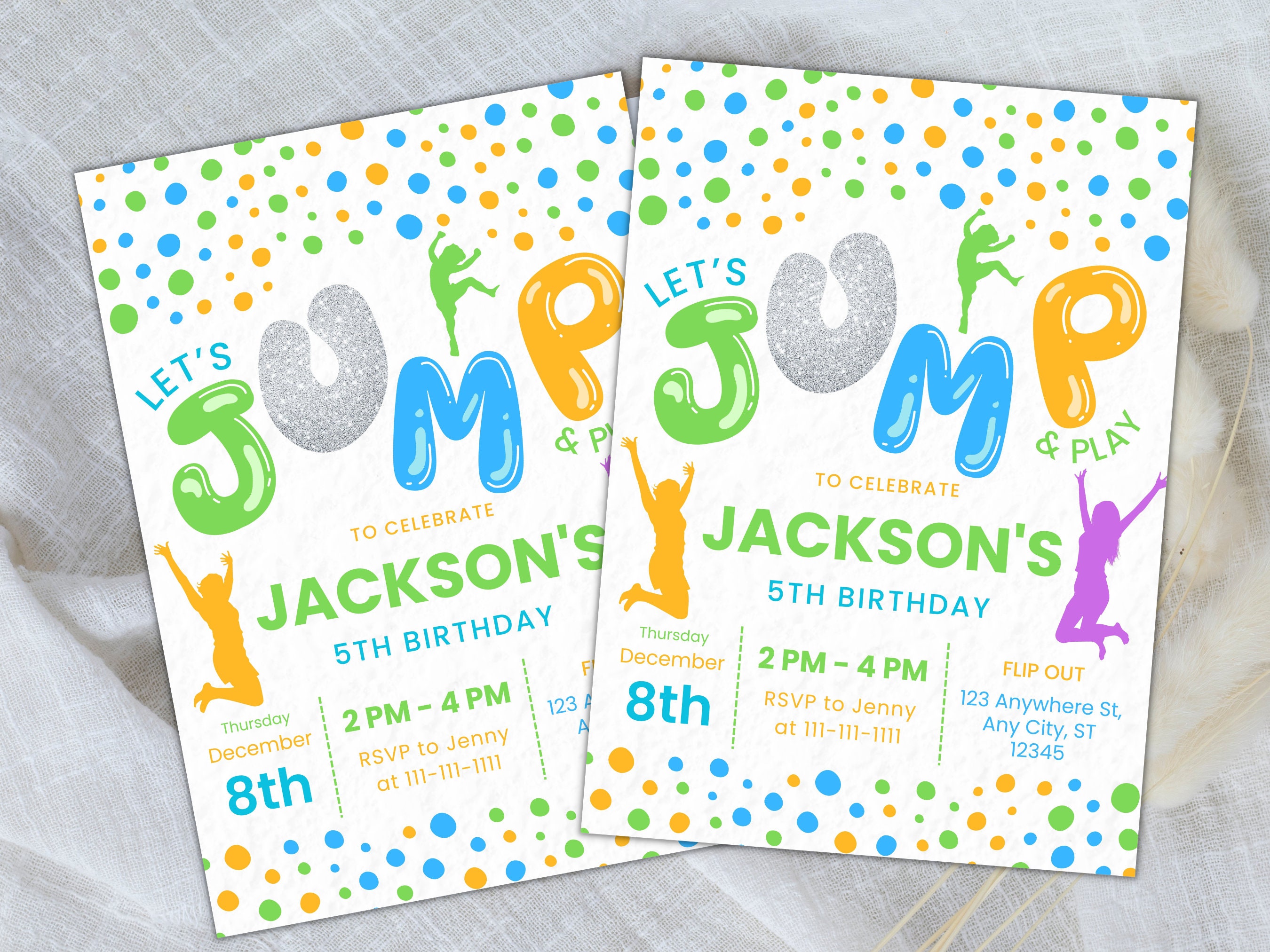 Editable Jump Birthday Party Invitation Trampoline Birthday - Etsy