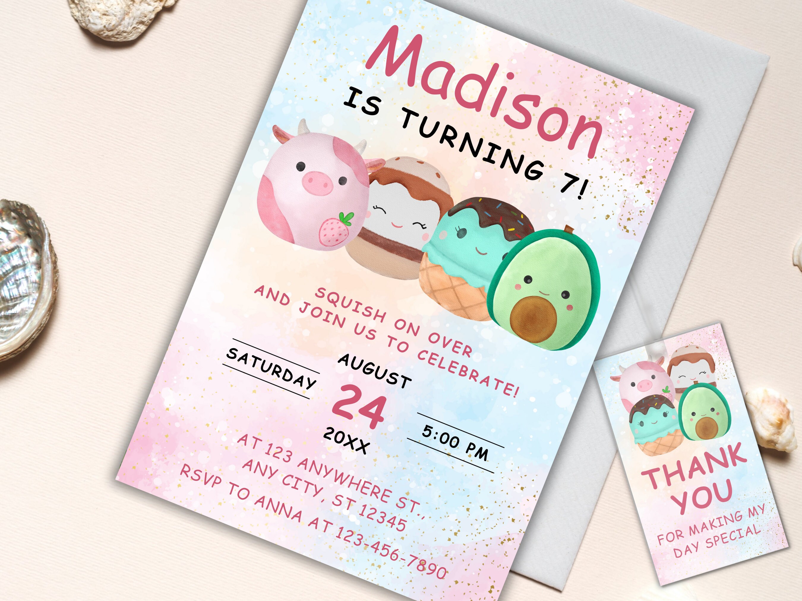 Squishmallow Birthday Invitation, Squishy Invitation, Squishmallow ...