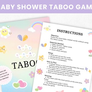 Baby Shower Taboo Card Game , Printable Baby Shower Taboo Cards, Baby ...