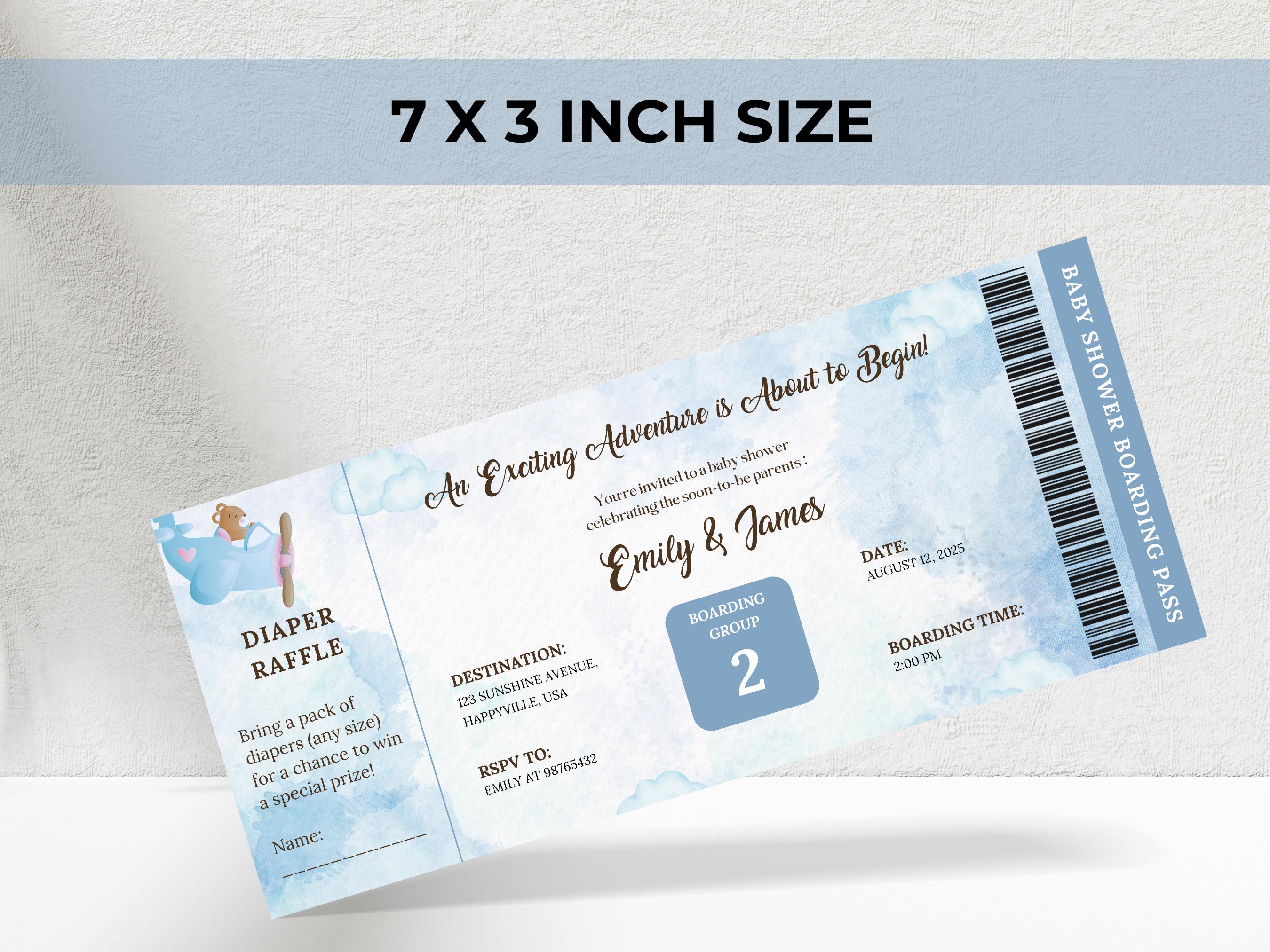 Editable Baby Shower Boarding Pass Invitation Template, Boy Airplane ...