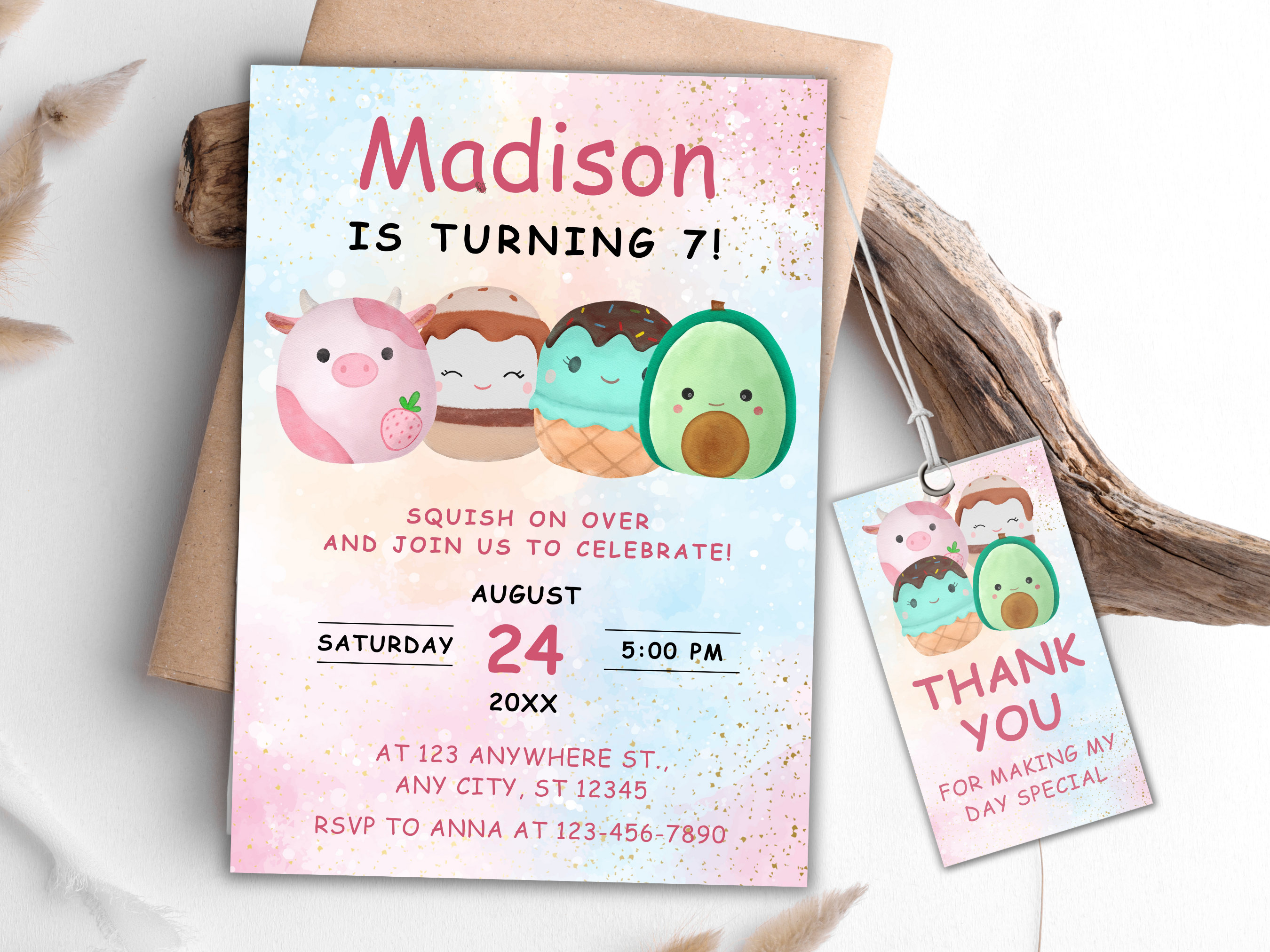 Squishmallow Birthday Invitation, Squishy Invitation, Squishmallow ...