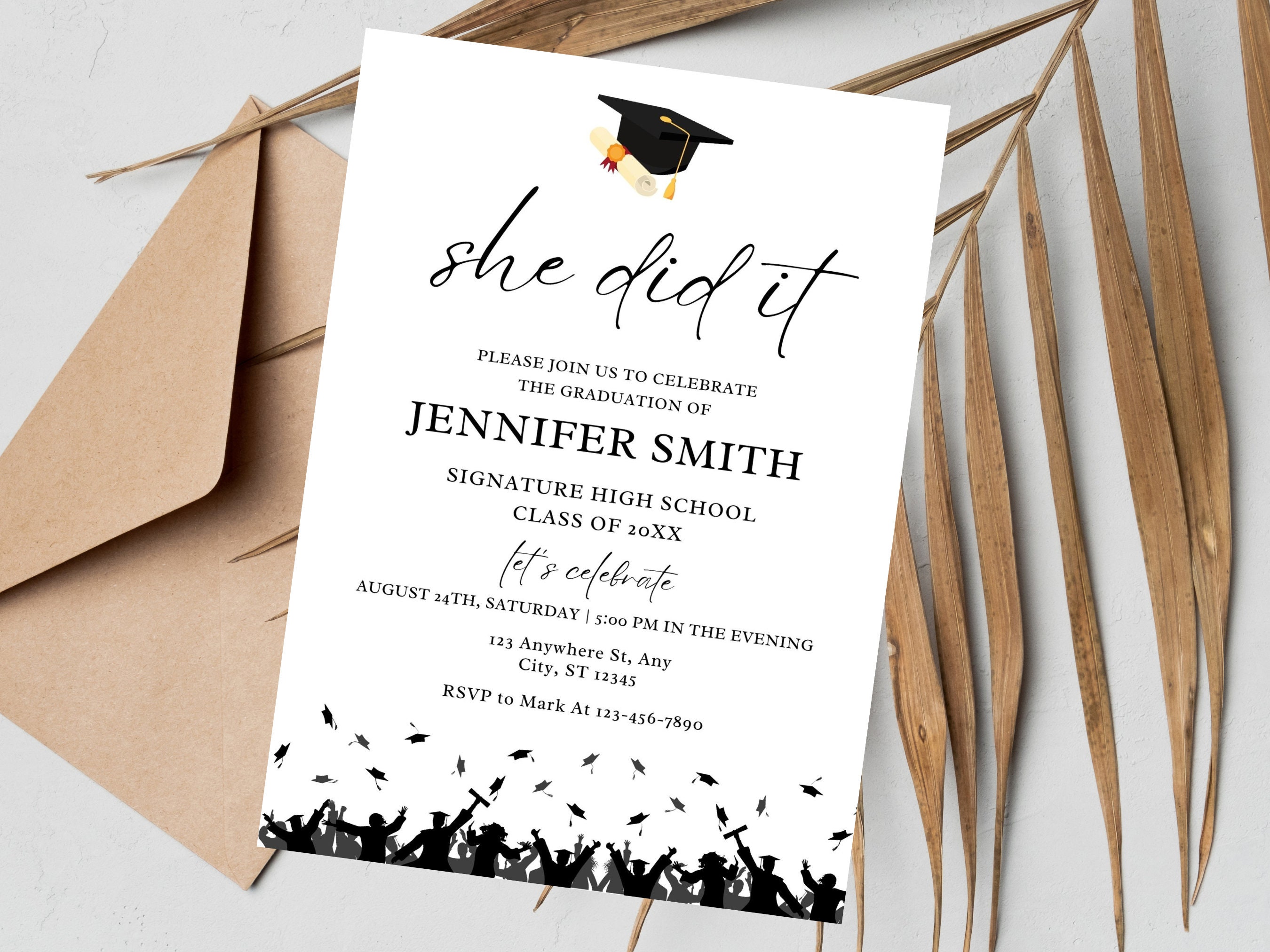 Graduation Party Invitation, Graduation Announcement Invitation, High ...