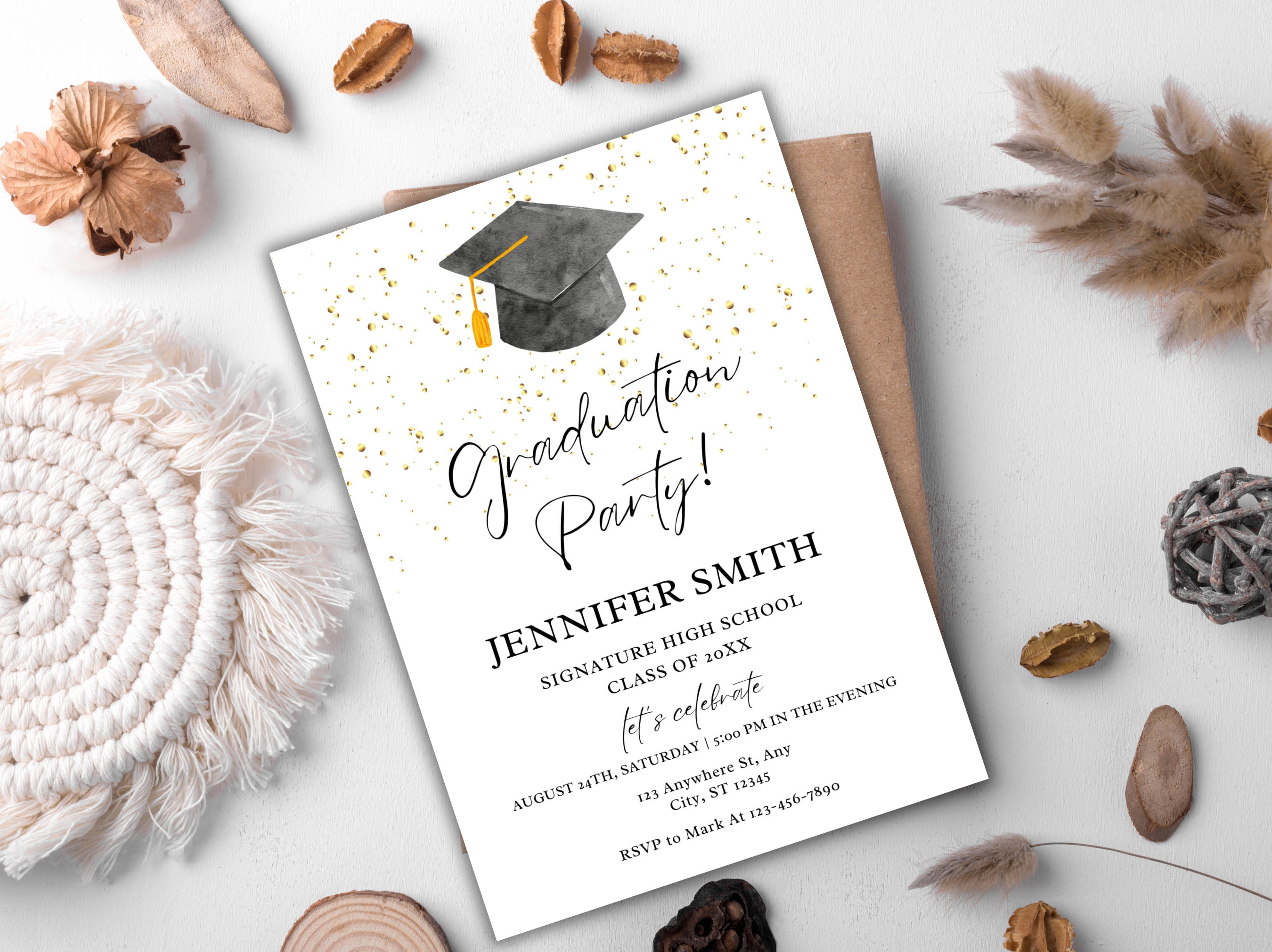 Graduation Party Invitation, Graduation Announcement Invitation, High ...