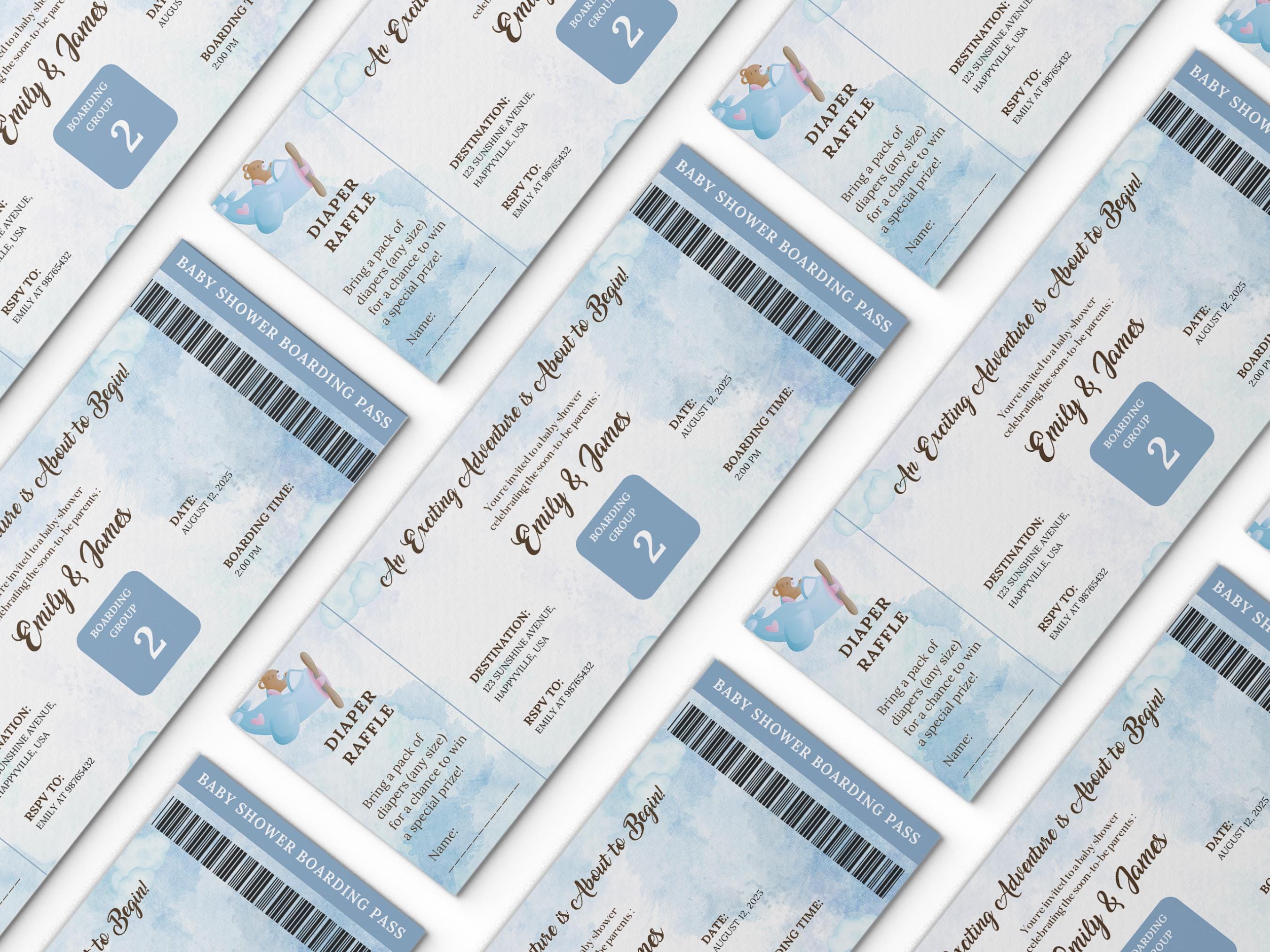 Editable Baby Shower Boarding Pass Invitation Template, Boy Airplane ...