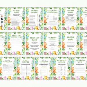 Dinosaur Baby Shower Games Bundle, Greenery Dino Baby Shower Activities ...