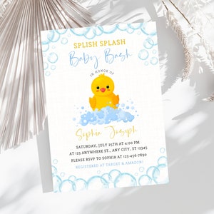 Boy Splish Splash Baby Shower Invitation, Blue Beach Summer Baby Shower ...