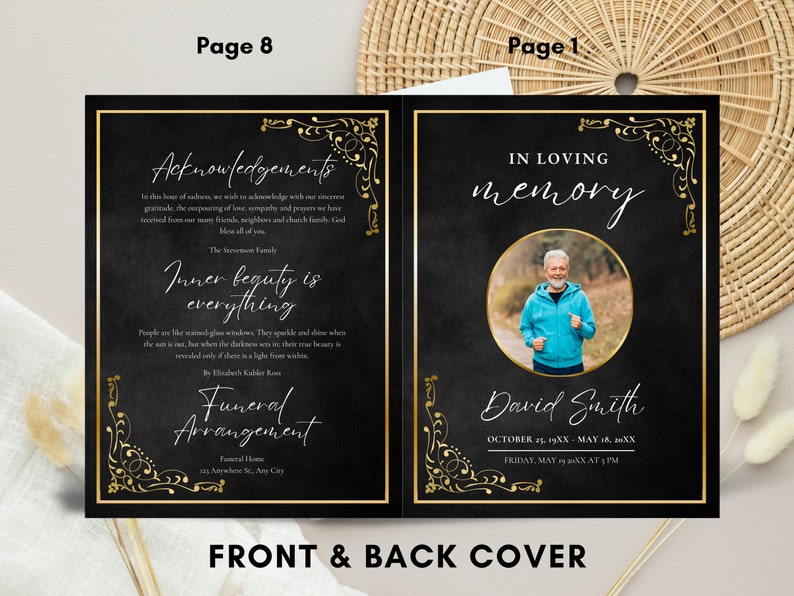 Editable Funeral Program Template, Bi-fold Obituary Template, Obituary ...