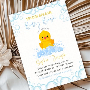 Boy Splish Splash Baby Shower Invitation, Blue Beach Summer Baby Shower ...