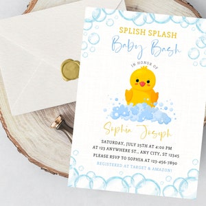 Boy Splish Splash Baby Shower Invitation, Blue Beach Summer Baby Shower ...