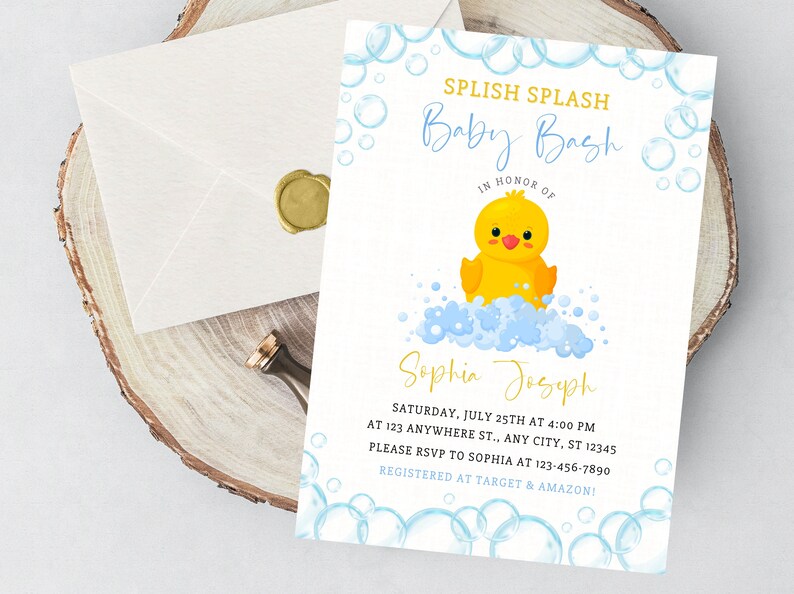 Boy Splish Splash Baby Shower Invitation, Blue Beach Summer Baby Shower ...