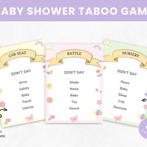 Baby Shower Taboo Card Game , Printable Baby Shower Taboo Cards, Baby ...