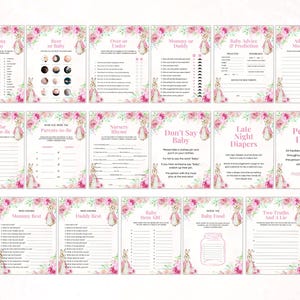 Peter Rabbit Baby Shower Games Bundle, Girl Baby Shower Games Package ...
