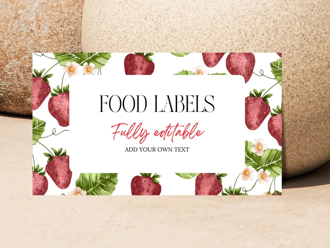 Berry Food Labels Template, Editable & Printable Strawberry Name Labels ...