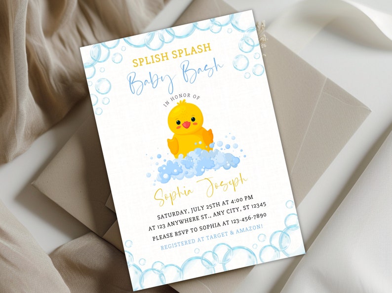 Boy Splish Splash Baby Shower Invitation, Blue Beach Summer Baby Shower ...