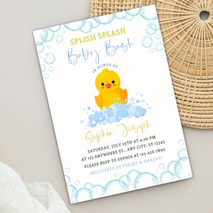 Boy Splish Splash Baby Shower Invitation, Blue Beach Summer Baby Shower ...