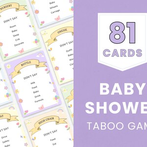 Baby Shower Taboo Card Game , Printable Baby Shower Taboo Cards, Baby ...