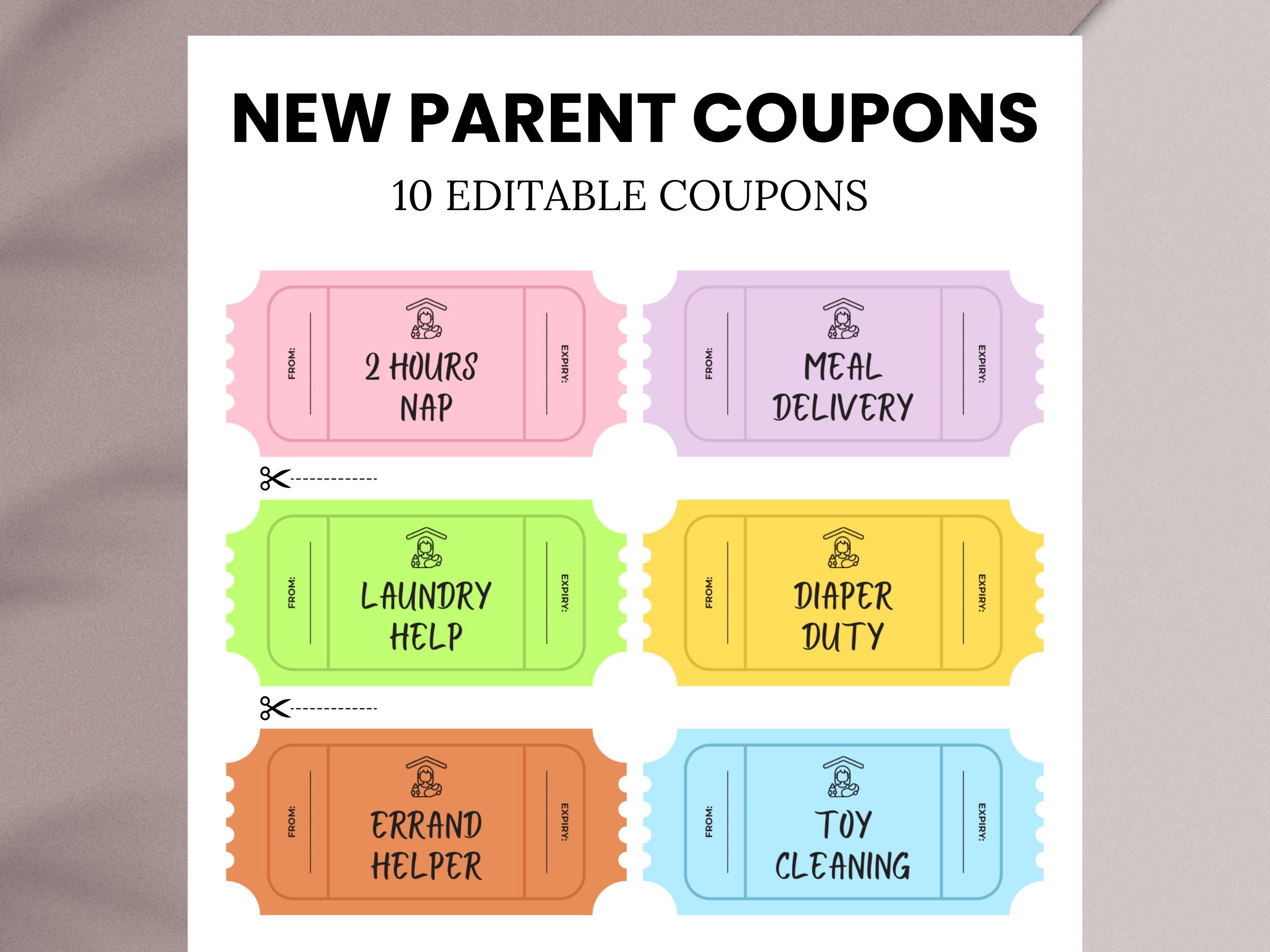 New Parent Editable Coupons, Newborn, New Baby, Baby Coupon, Baby ...