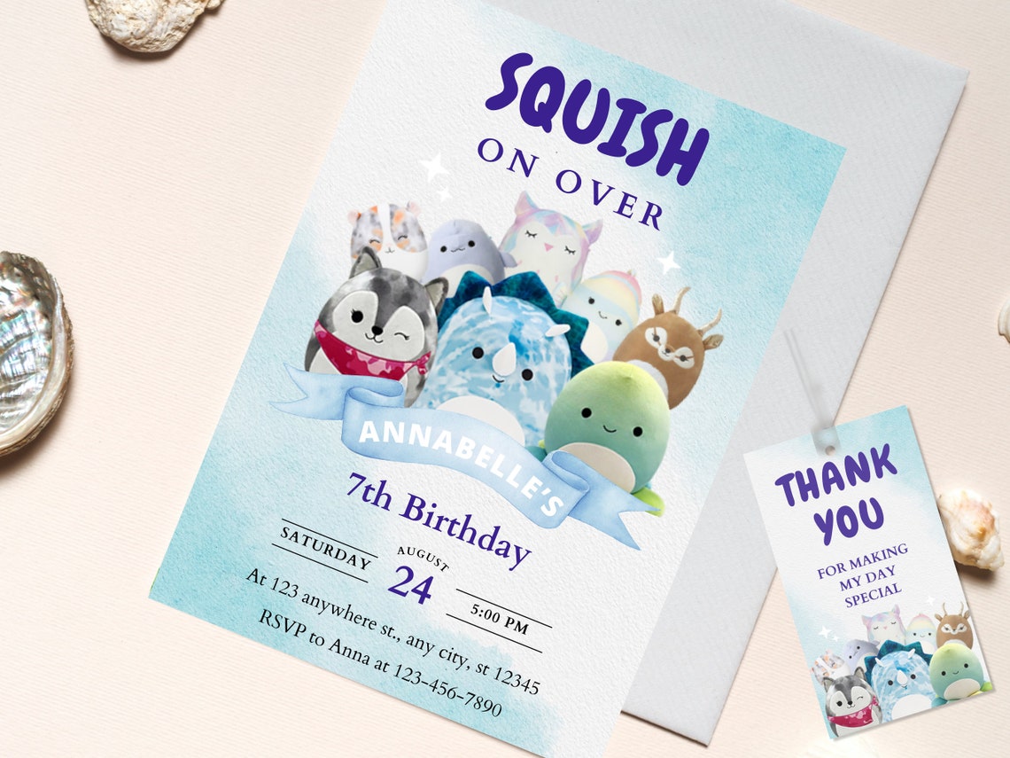 Squishmallow Birthday Invitation, Squishy Invitation, Squishmallow ...
