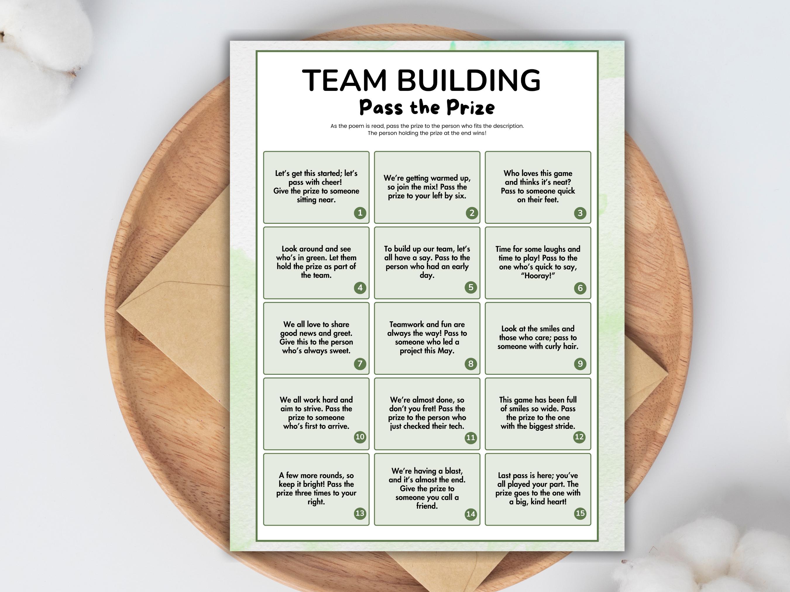 Team Building Pass the Prize Game, Team Building Activity, Pass the ...