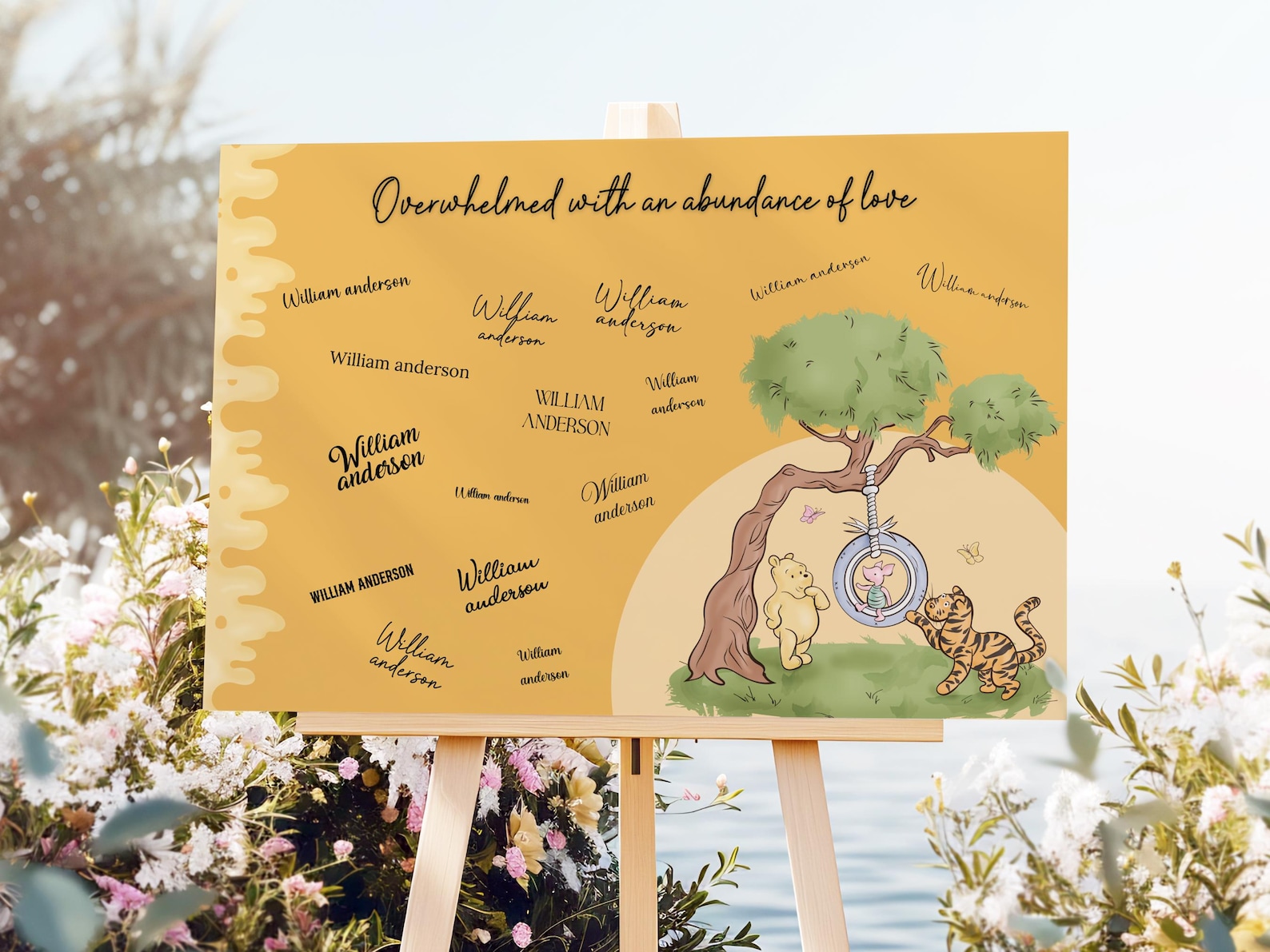 Classic Winnie the Pooh Editable Guest Book , Baby Shower Signature ...