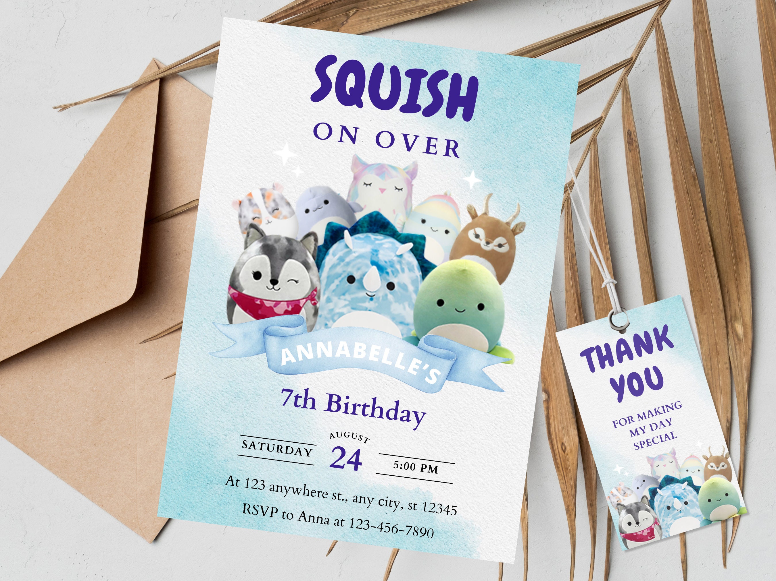 Squishmallow Birthday Invitation, Squishy Invitation, Squishmallow ...