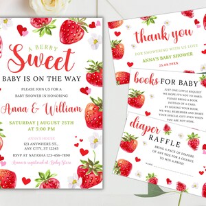 Editable Berry Sweet Baby Shower Bundle, Strawberry Baby Shower ...