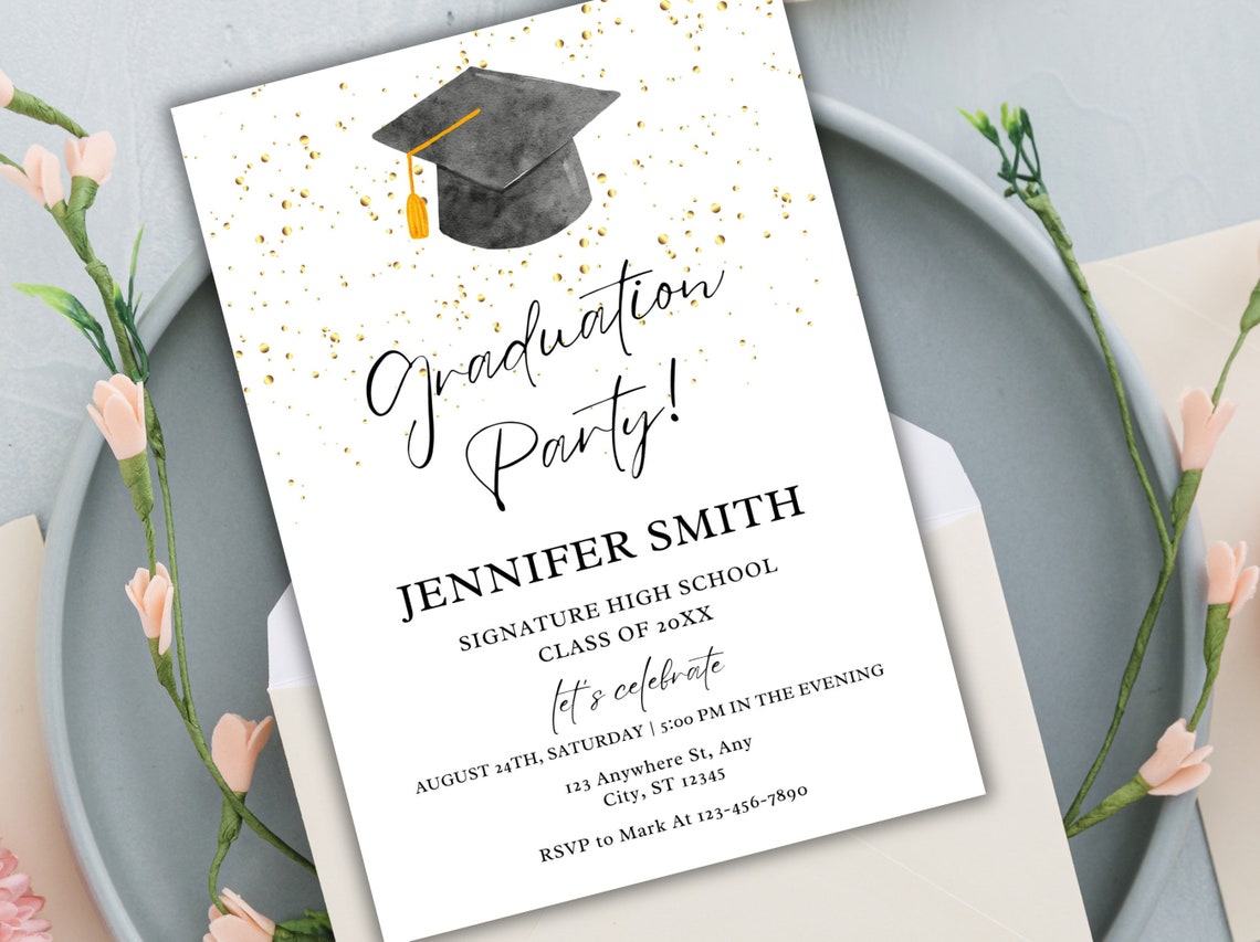 Graduation Party Invitation, Graduation Announcement Invitation, High ...