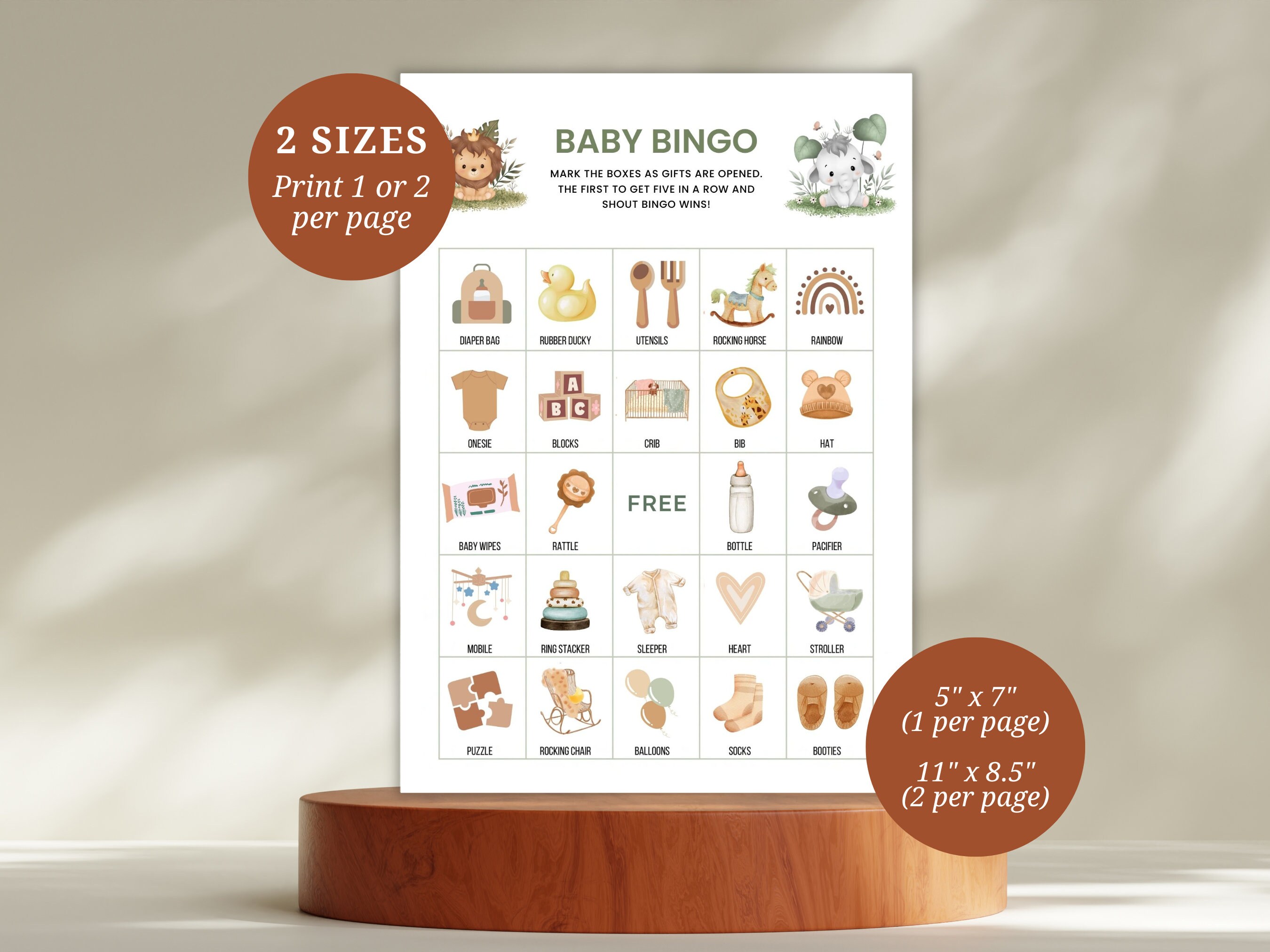 Printable Safari Baby Shower Bingo Cards Bundle, Safari Baby Shower ...