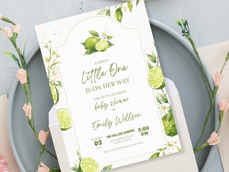 Lemon Baby Shower Invitation, A Sweet Little One Citrus Baby Shower ...
