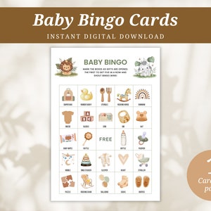 Printable Safari Baby Shower Bingo Cards Bundle, Safari Baby Shower ...
