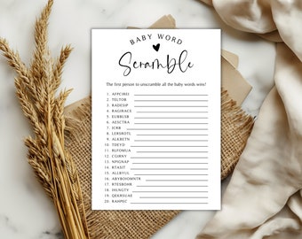 Baby Shower Word Scramble Game, Printable Baby Word Scramble Game With ...