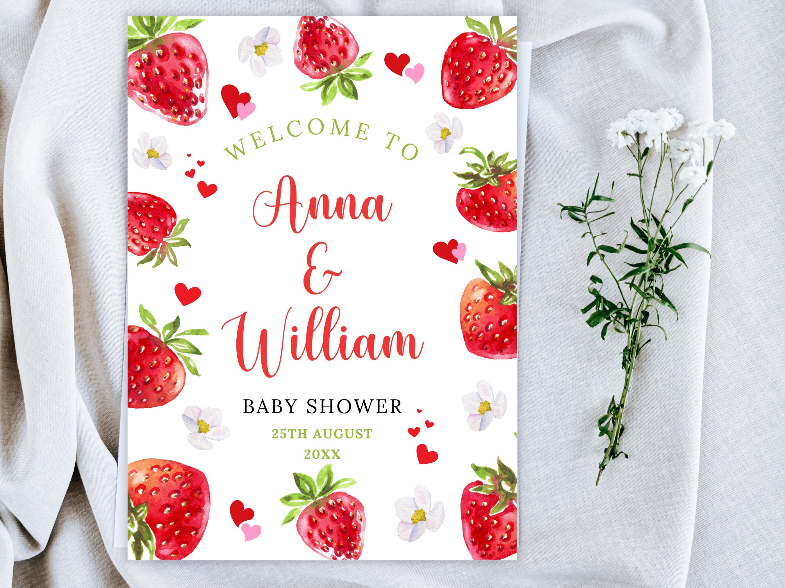 Editable Berry Sweet Baby Shower Bundle, Strawberry Baby Shower ...