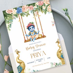 Indian Baby Shower Invitation Template, Editable Godh Bharai Invite ...