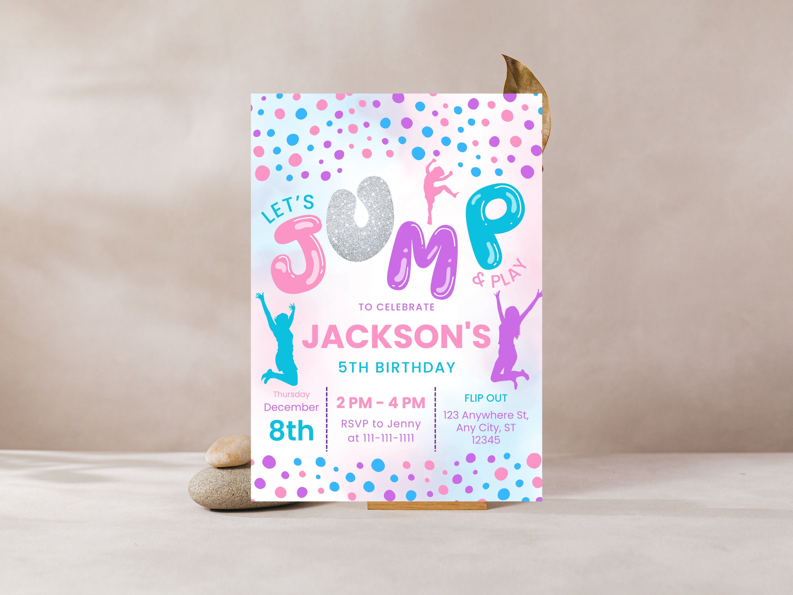Editable Jump Birthday Party Invitation, Trampoline Birthday Party ...