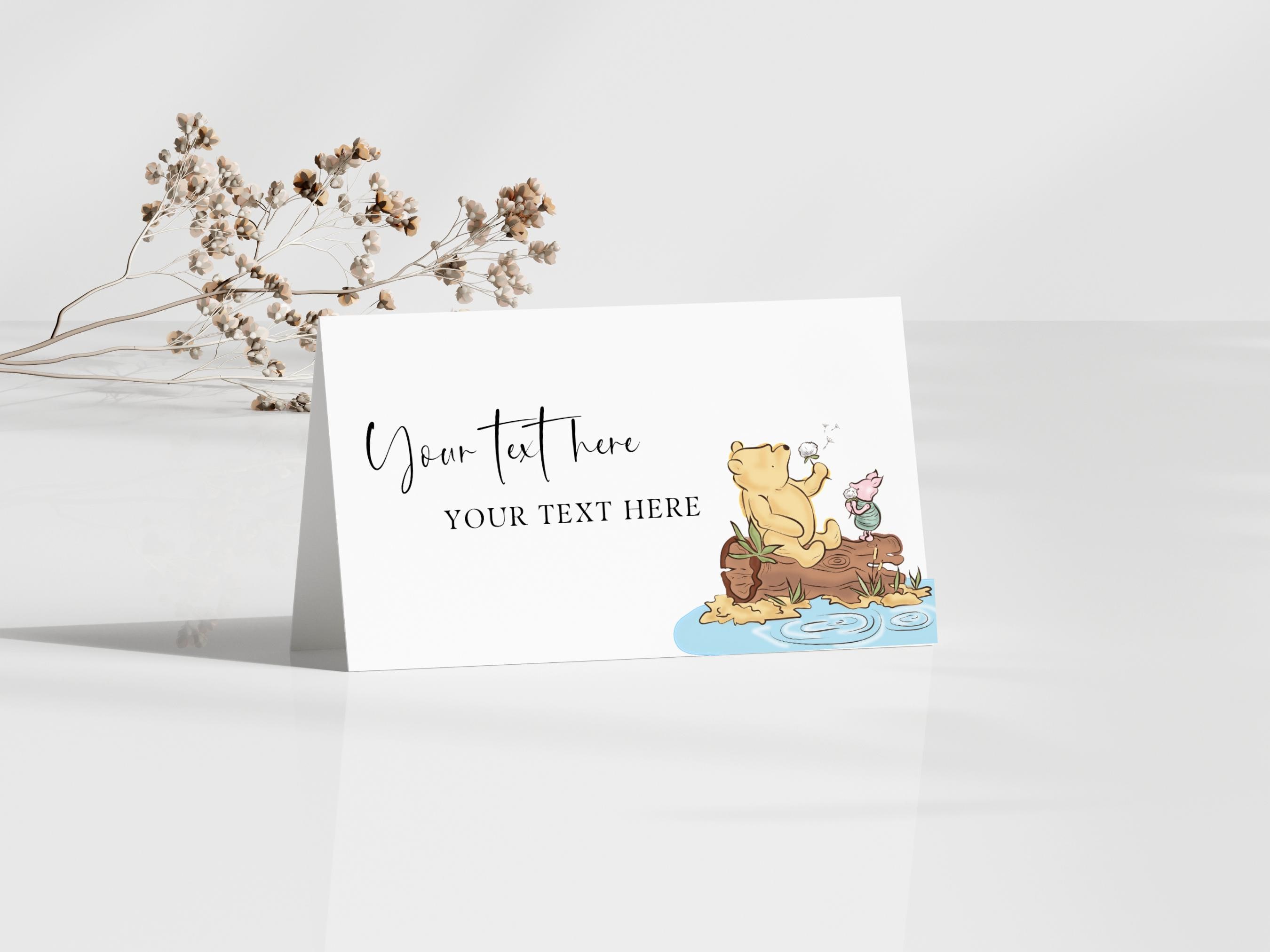 Classic Winnie the Pooh Baby Shower Place Card, Pooh Food Cards Tents ...