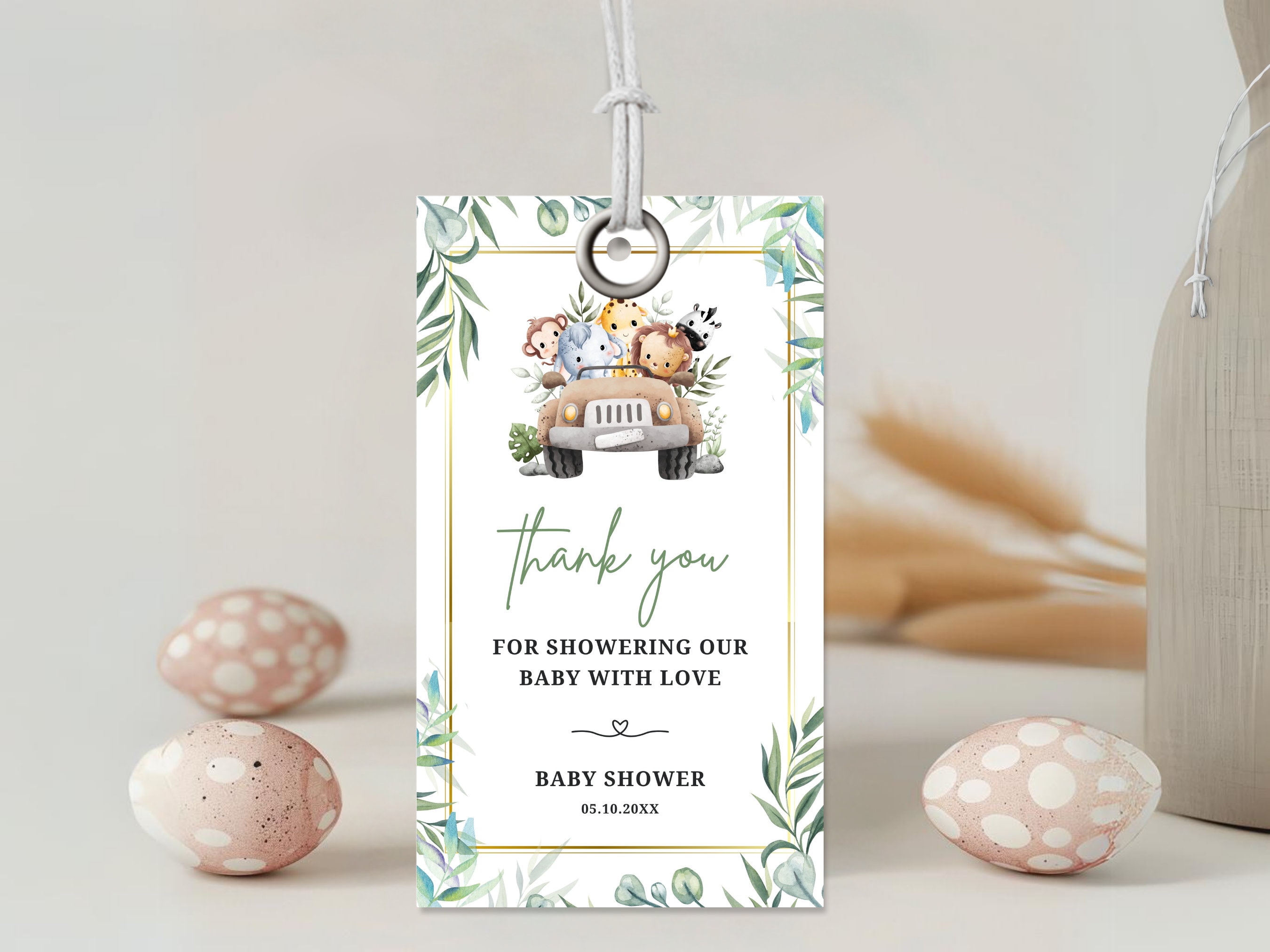 Editable Jungle Thank You Party Tags, Birthday Favor Gift Tags, Wild ...