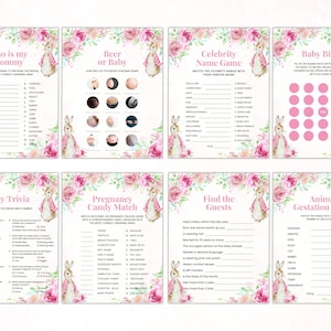 Peter Rabbit Baby Shower Games Bundle, Girl Baby Shower Games Package ...
