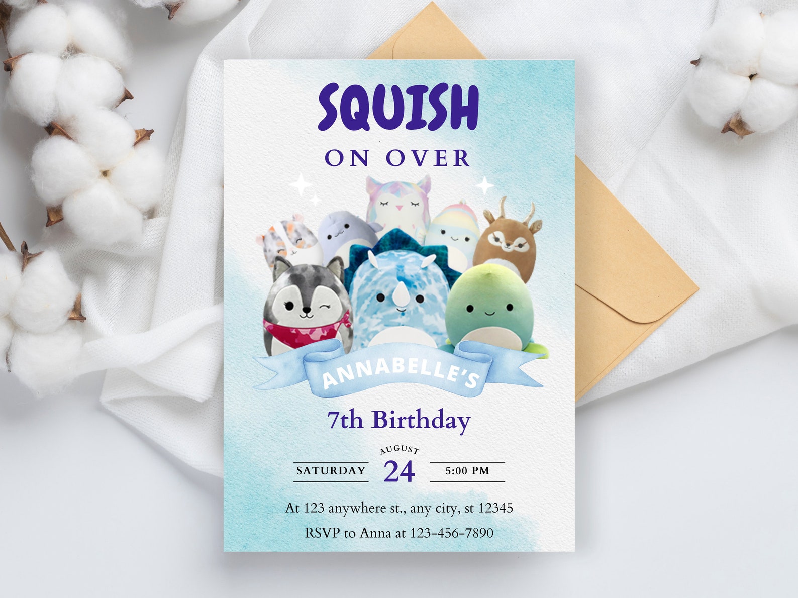 Squishmallow Birthday Invitation, Squishy Invitation, Squishmallow ...
