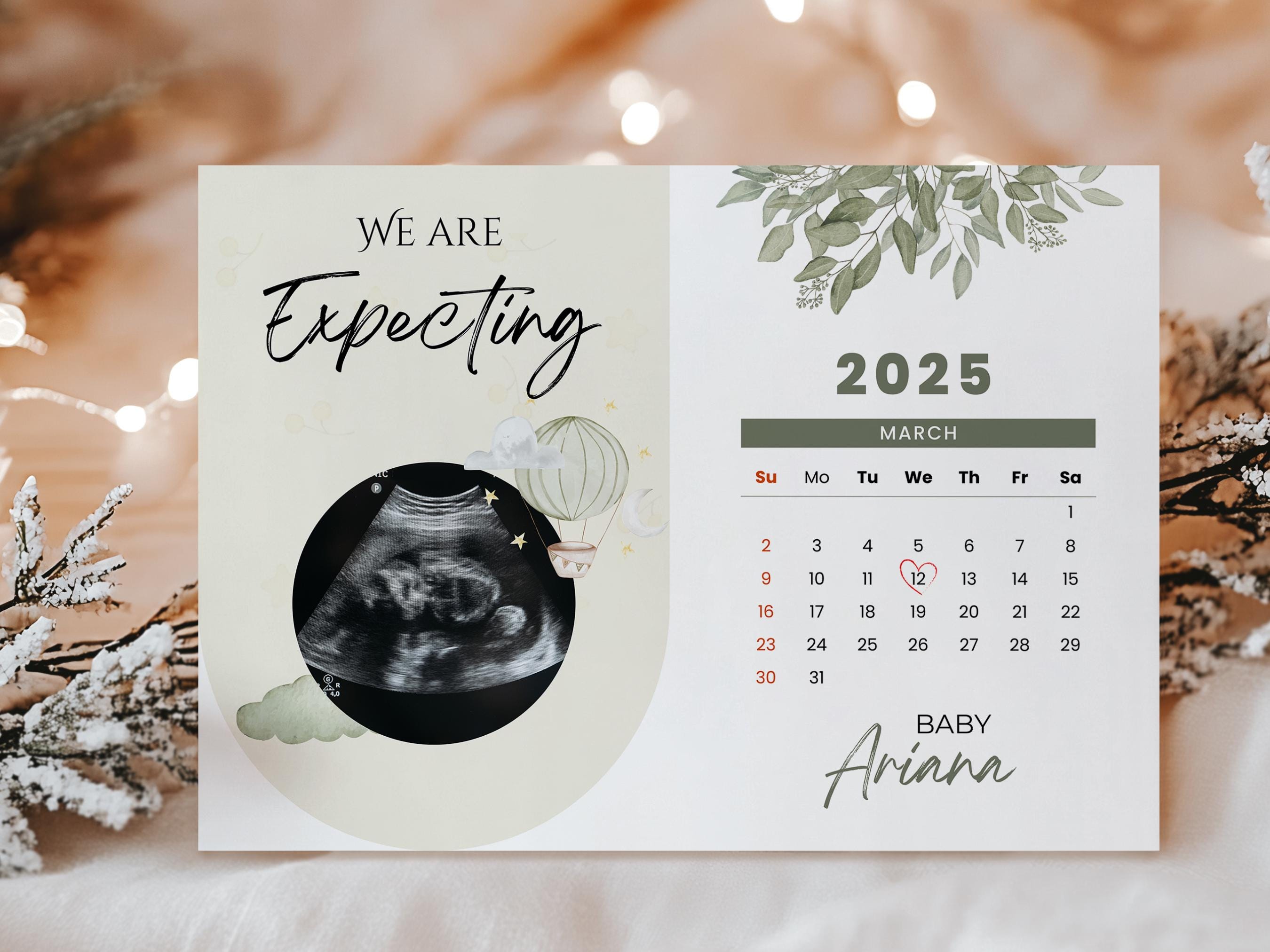 Printable Pregnancy Announcement Card, Baby Announcement Card ...
