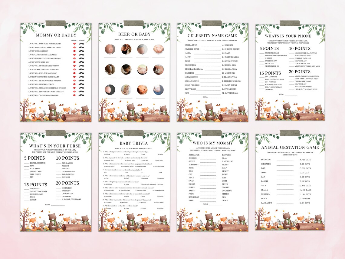 Editable Safari Baby Shower Games Bundle Jungle Baby Shower - Etsy