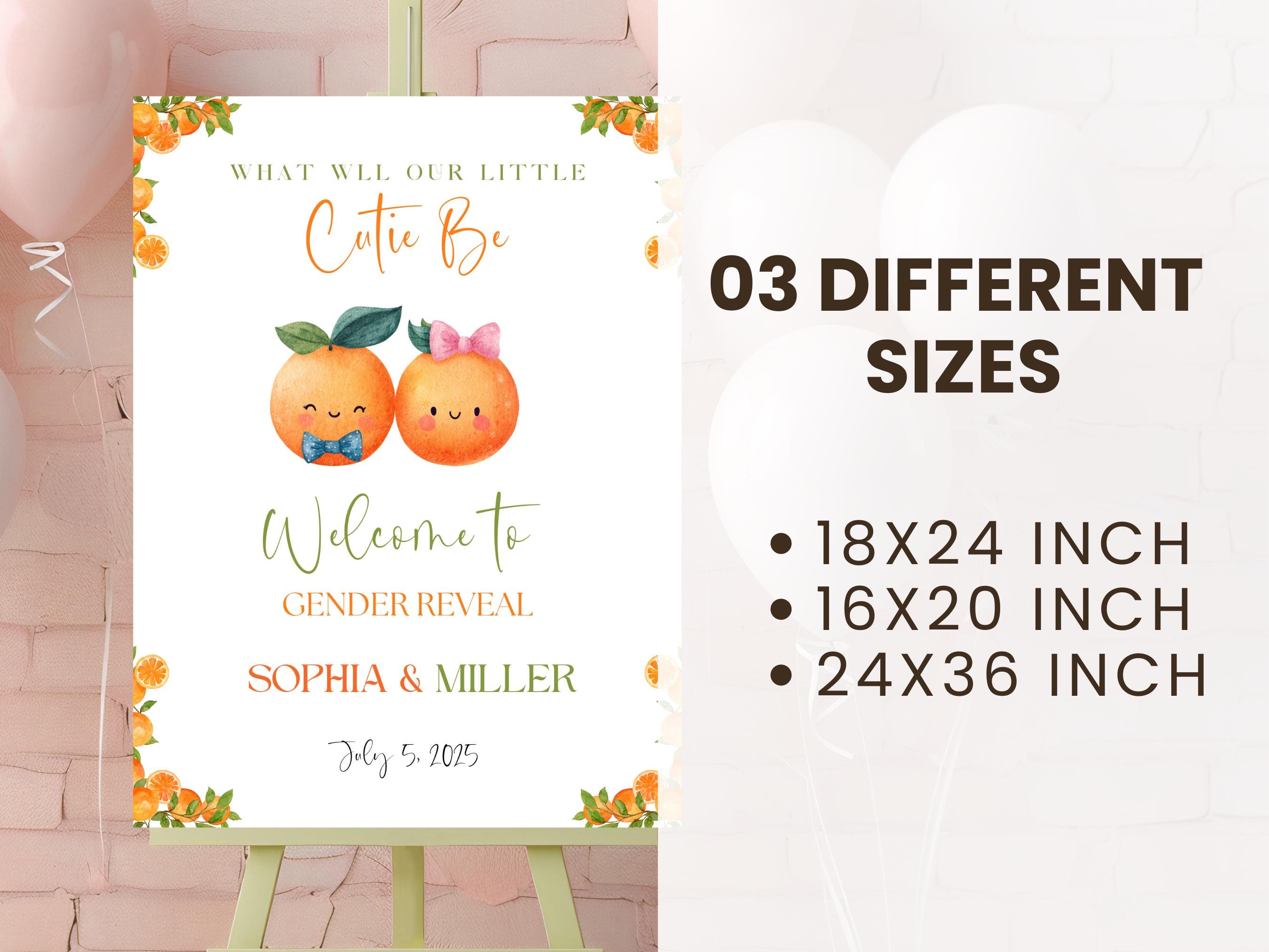Cutie Theme Gender Reveal Welcome Sign | Orange Fruit Baby Shower| What ...