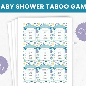 Baby Shower Taboo Card Game , Printable Baby Shower Taboo Cards, Baby ...