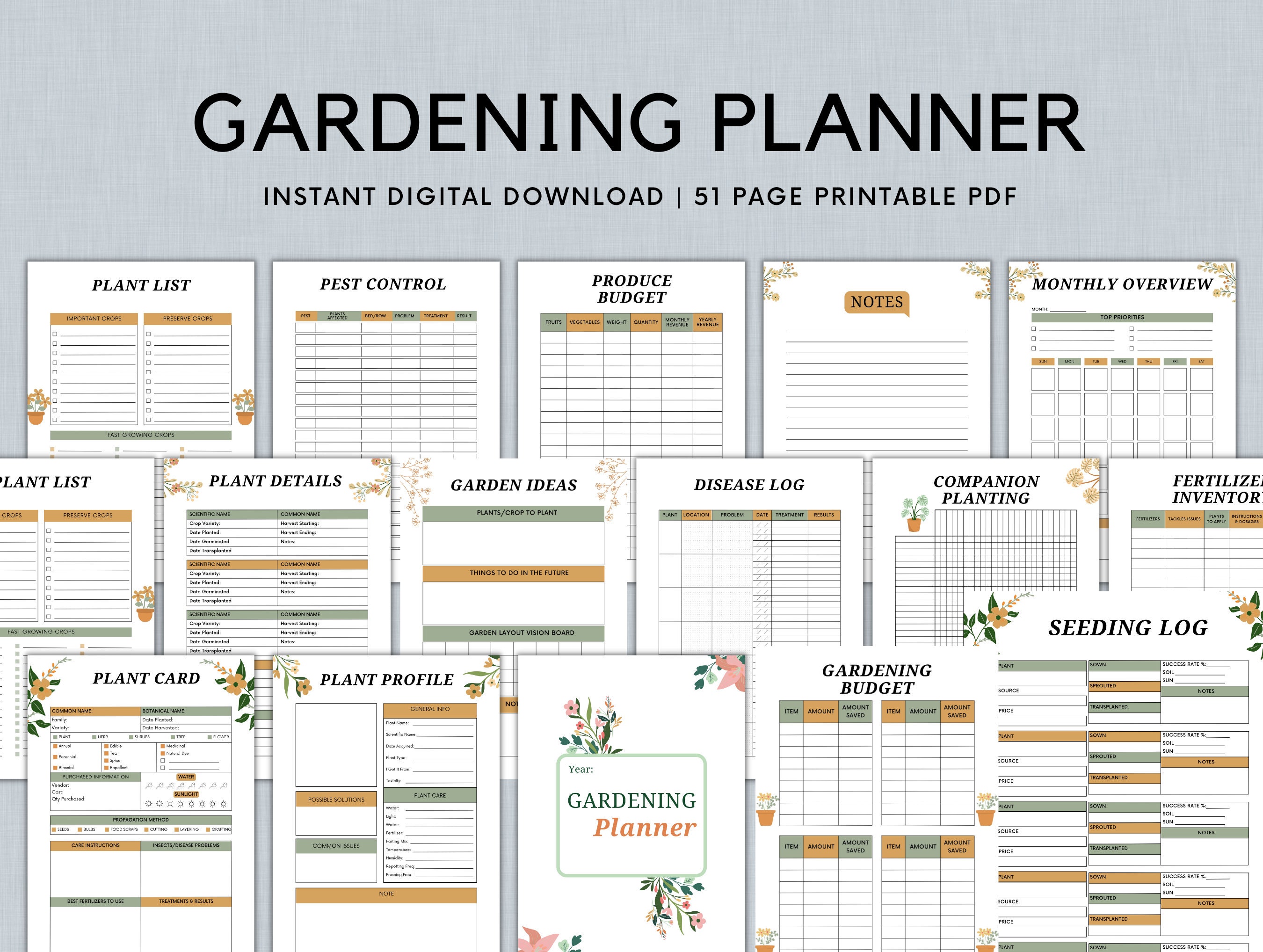 Gardening Planner Printable, Garden Journal, Garden, Plant Planner ...