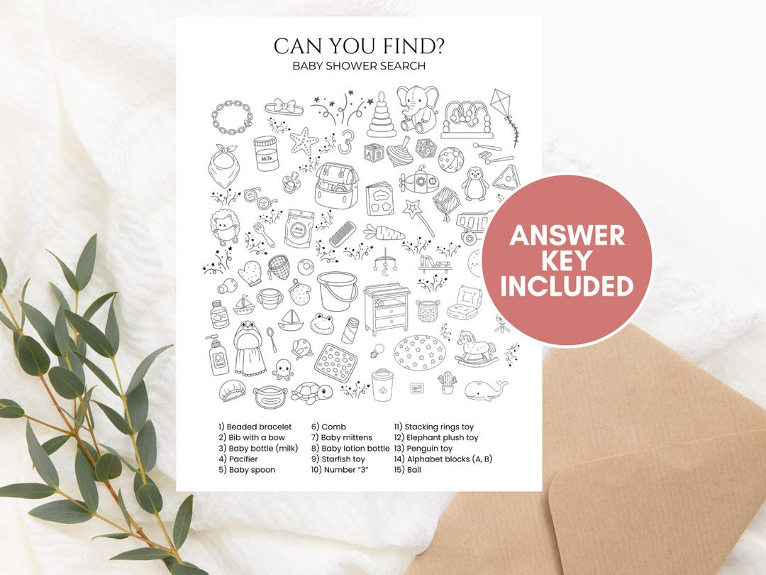 Baby Shower Search Game Printable, Can You Find Game,girly Hidden ...